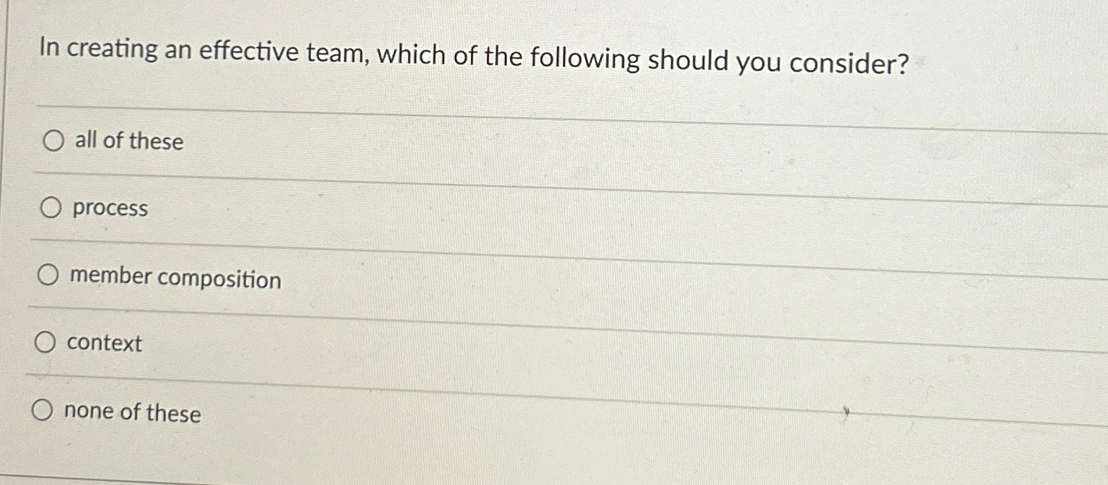 Solved In creating an effective team, which of the following | Chegg.com