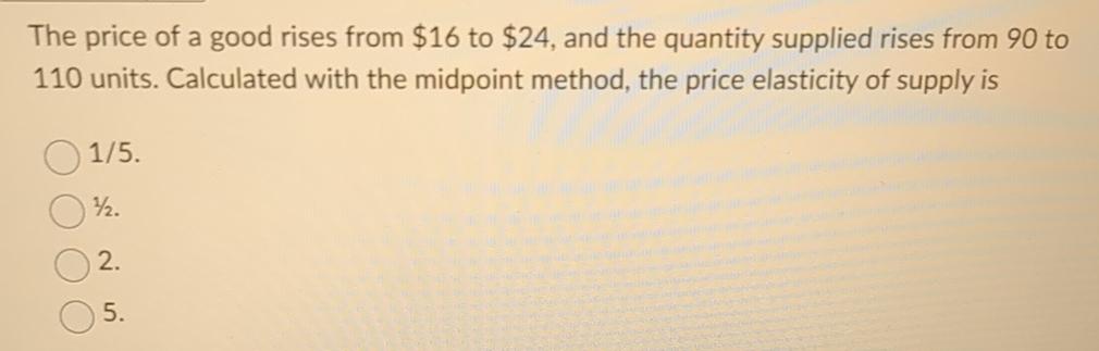 Solved The price of a good rises from $16 ﻿to $24, ﻿and the | Chegg.com