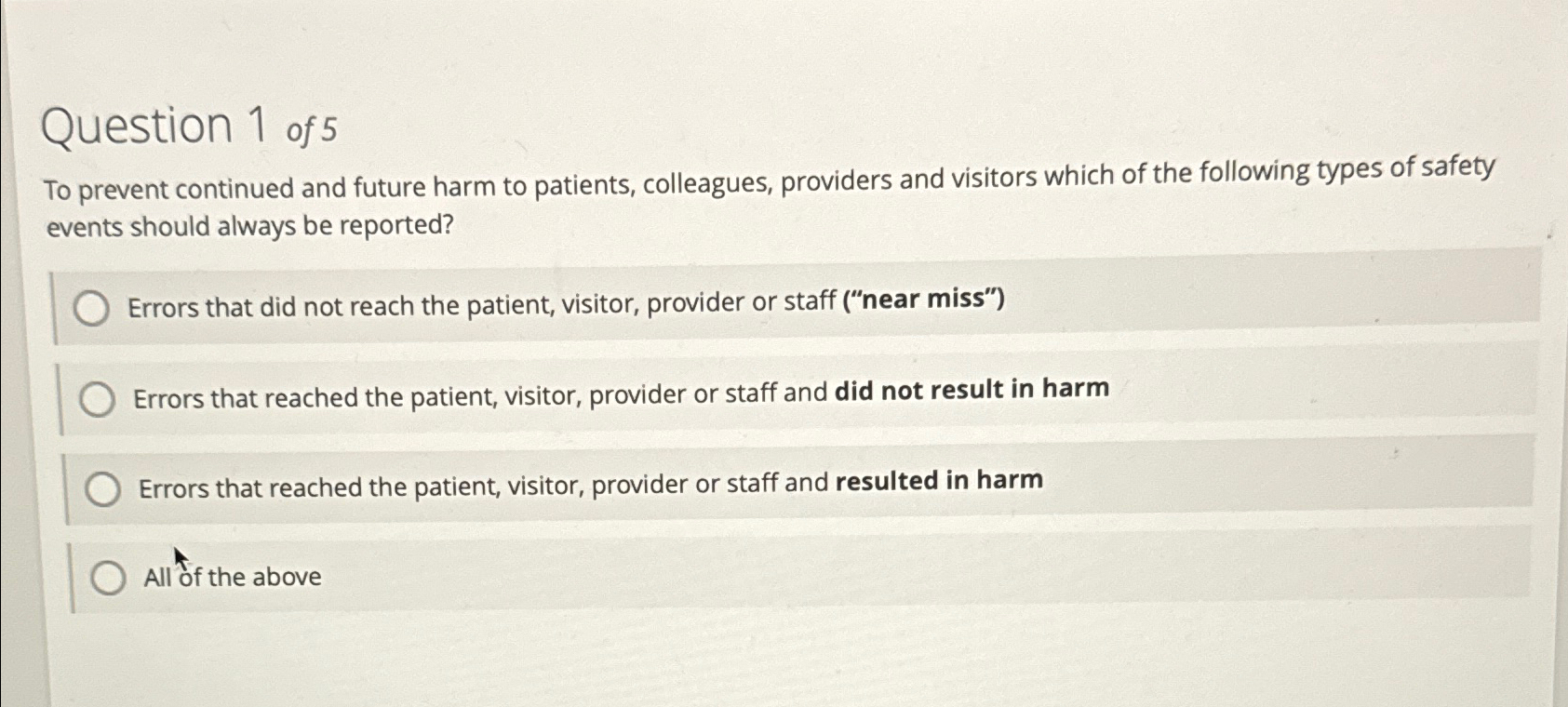 Solved Question 1 ﻿of 5To prevent continued and future harm | Chegg.com