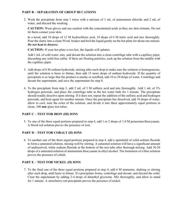 Solved Qualitative Analysis of Group III Cations You will | Chegg.com