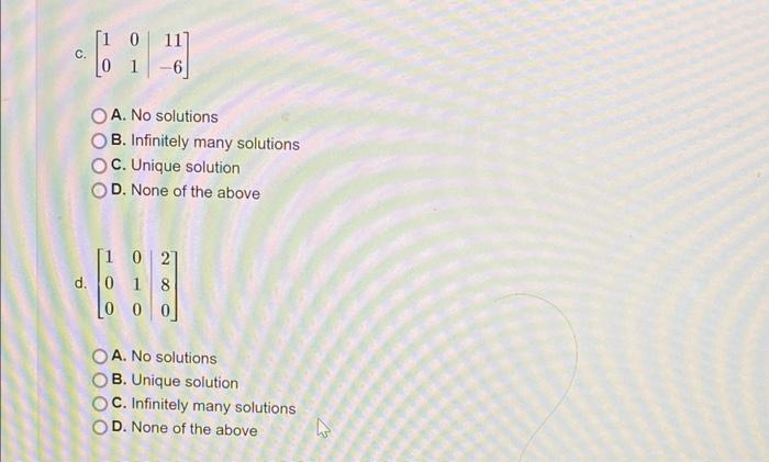 Solved The reduced row-echelon forms of the augmented | Chegg.com
