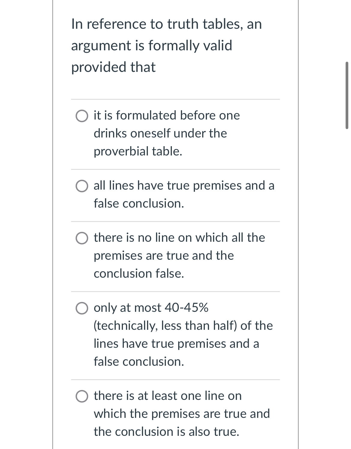 In reference to truth tables, an argument is formally | Chegg.com