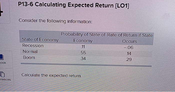 Solved P13-6 Calculating Expected Return (LO1] Consider the | Chegg.com