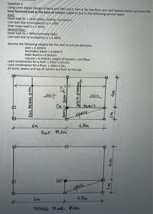 Solved Question 2 Using Limit States Design criteria and OBC | Chegg.com