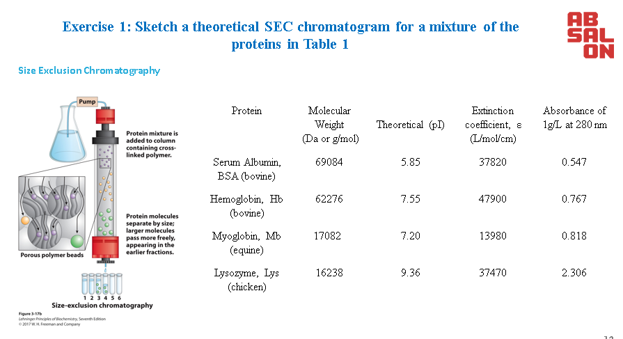 Solved Exercise 1: Sketch a theoretical SEC chromatogram for | Chegg.com