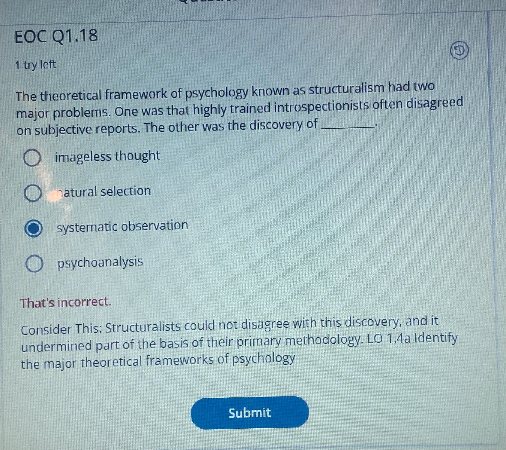 Solved EOC Q1.181 ﻿try leftThe theoretical framework of | Chegg.com