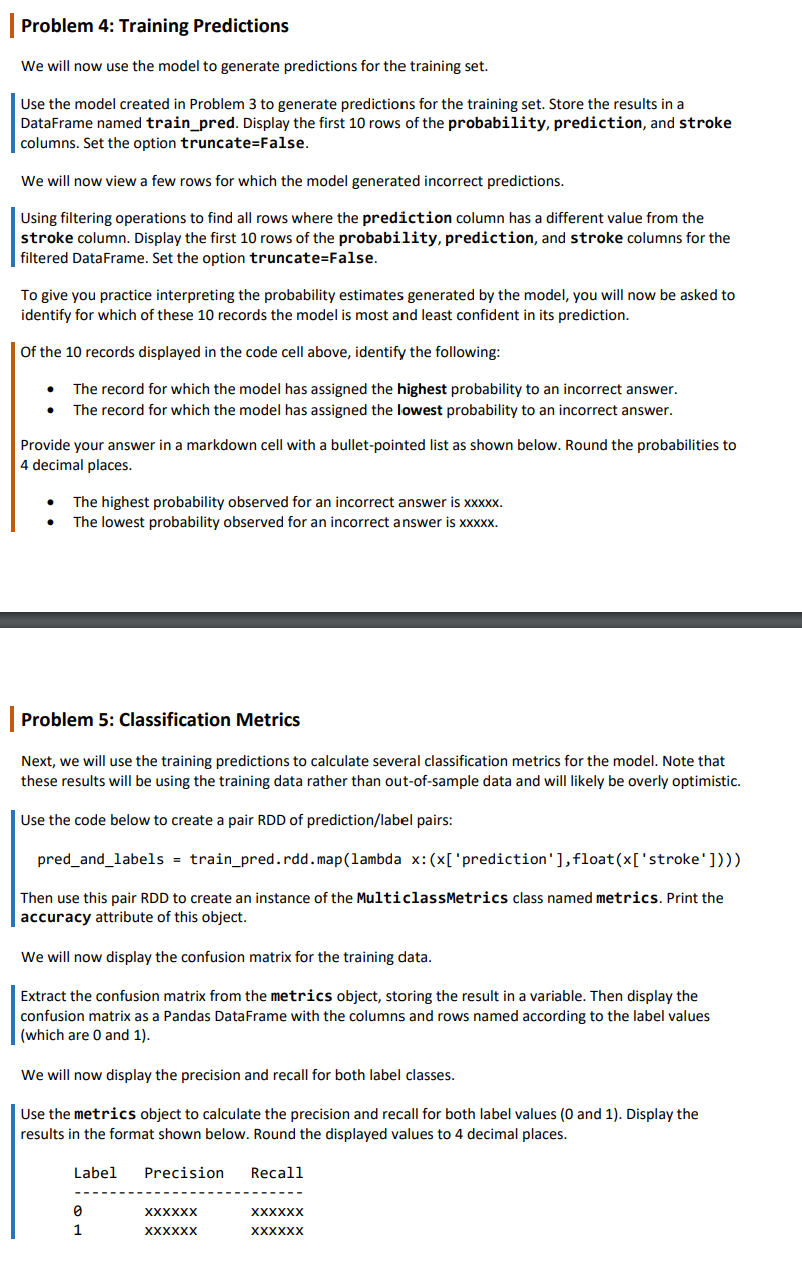 Solved Problem 4: Training Predictions Problem 4: Training | Chegg.com