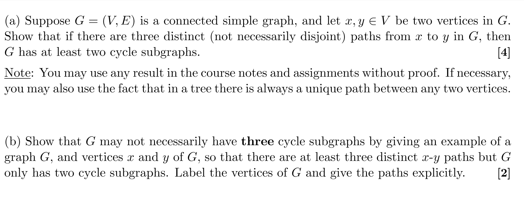 (a) Suppose G = (V, E) is a connected simple graph, | Chegg.com