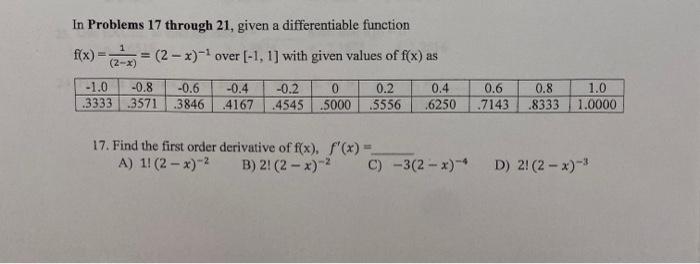 Solved In Problems 17 through 21, given a differentiable | Chegg.com