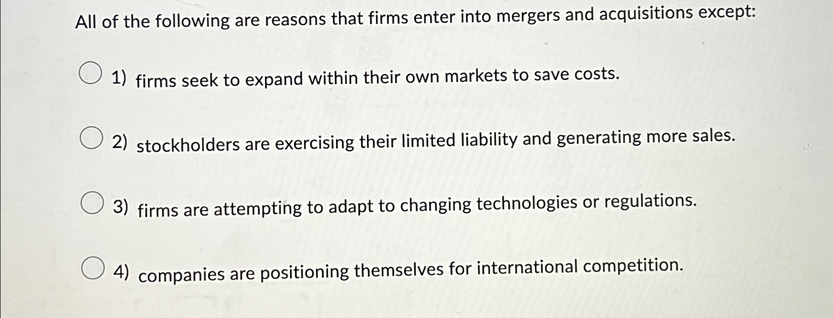 Solved All of the following are reasons that firms enter | Chegg.com