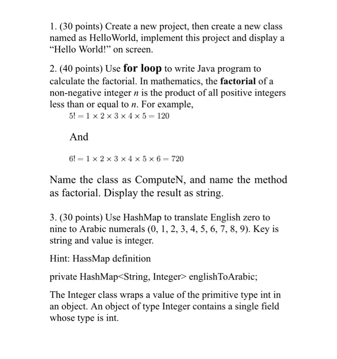 (Solved) : 1 30 Points Create New Project Create New Class Named ... (Solved) : 1 30 Points Create New Project Create New Class Named ...