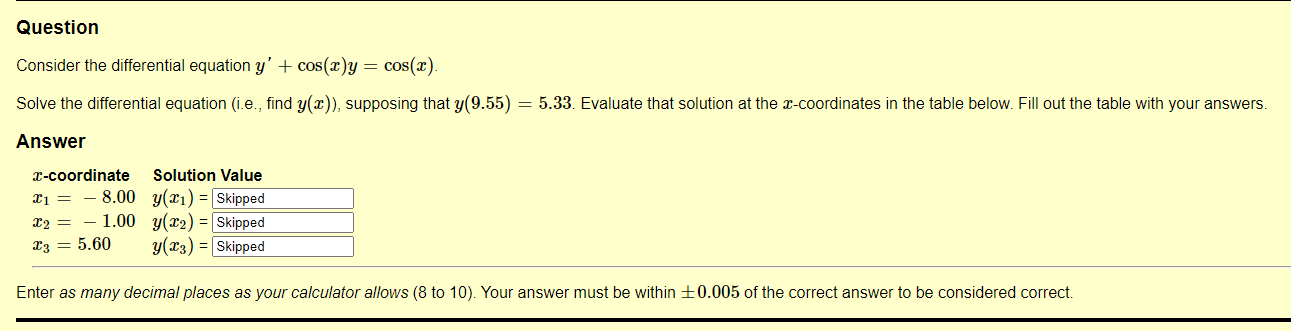 Solved QuestionConsider the differential equation | Chegg.com