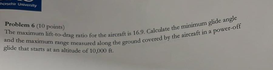 Solved Problem 6 ( 10 ﻿points)The maximum lift-to-drag ratio | Chegg.com