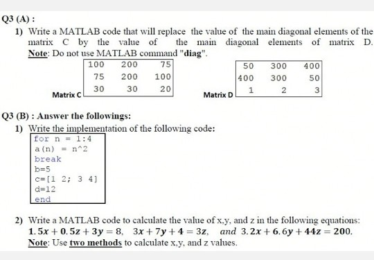 Solved Matlab I hope to solve it in a clear and written | Chegg.com