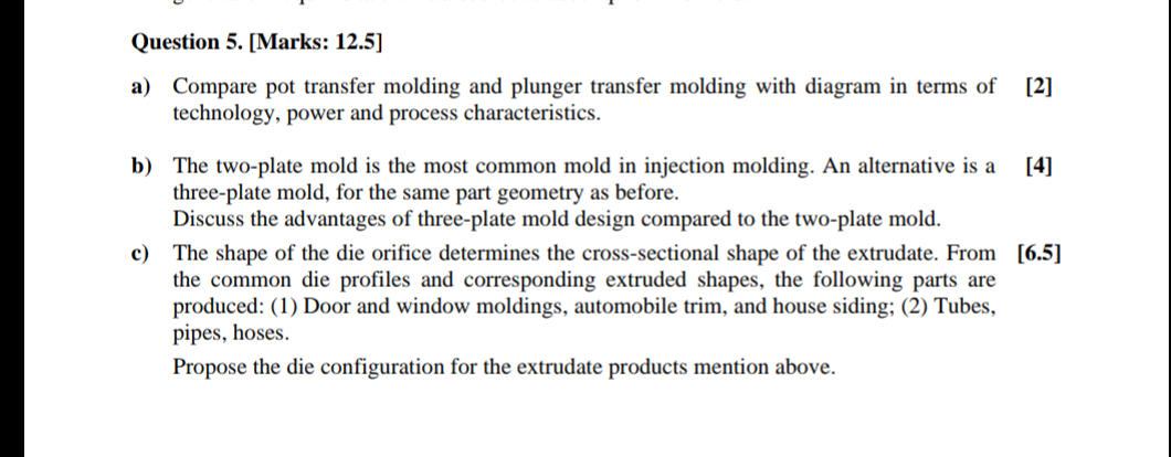 Solved Question 5. [Marks: 12.5] [2] a) Compare pot transfer | Chegg.com