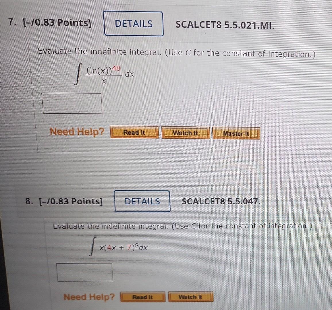 Solved Evaluate the indefinite integral. (Use C for the | Chegg.com