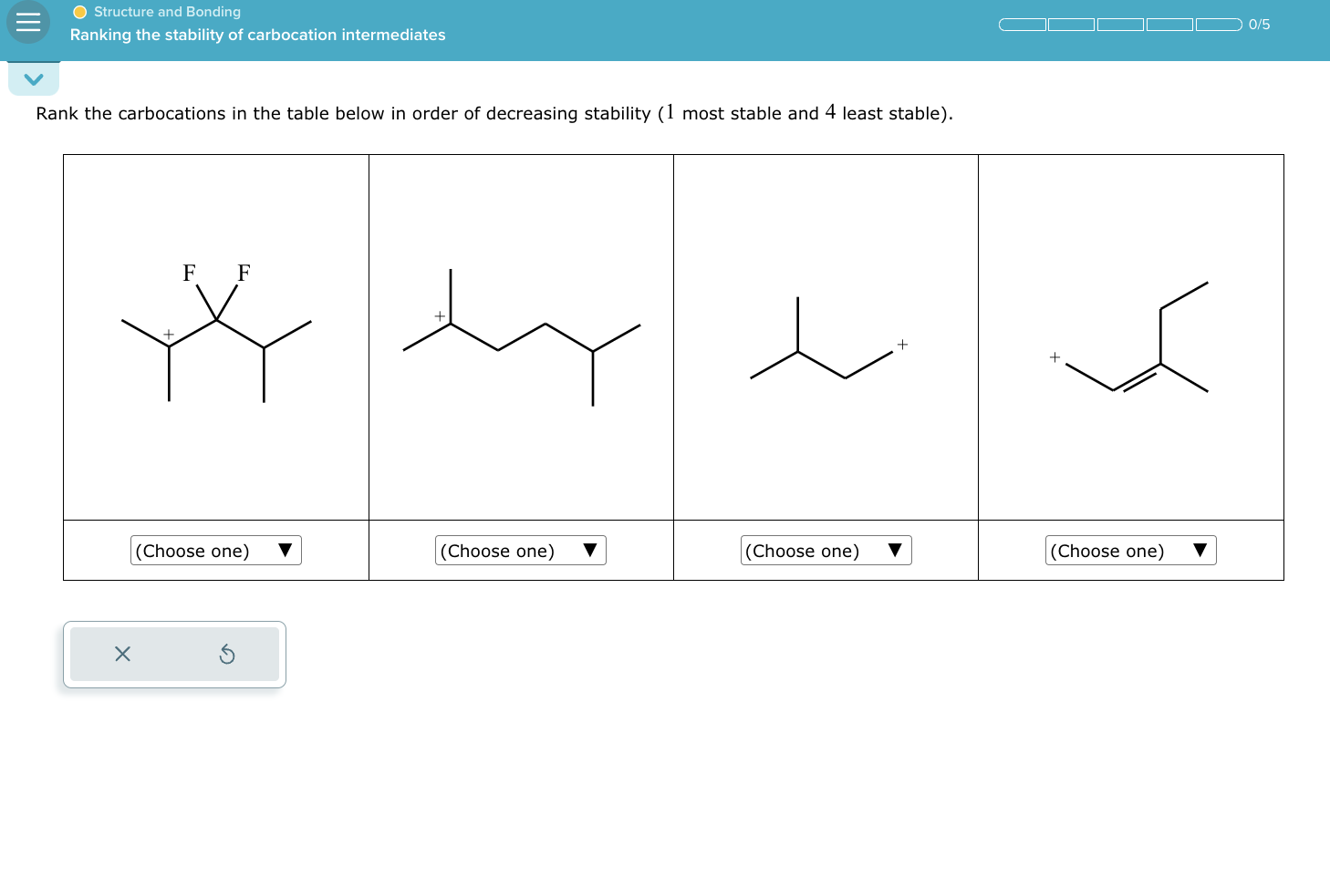 Solved Rank the carbocations in the table below in order of | Chegg.com