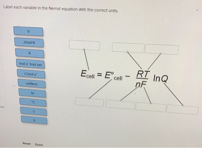 Solved Label each variable in the Nernst equation with the | Chegg.com Solved Label each variable in the Nernst equation with the | Chegg.com