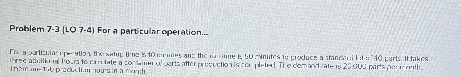 Solved Problem 7-3 (LO 7-4) ﻿For a particular | Chegg.com