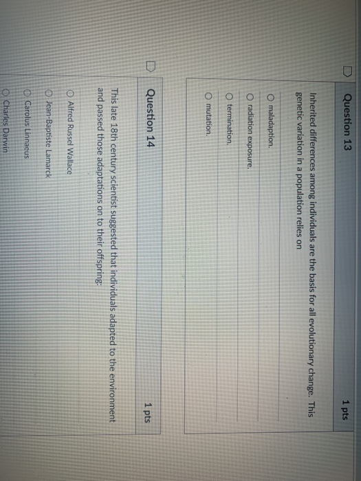 Solved Question 13 1 pts Inherited differences among | Chegg.com