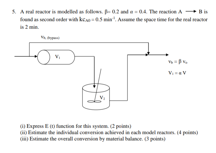 Solved 5. A real reactor is modelled as follows. β=0.2 and | Chegg.com