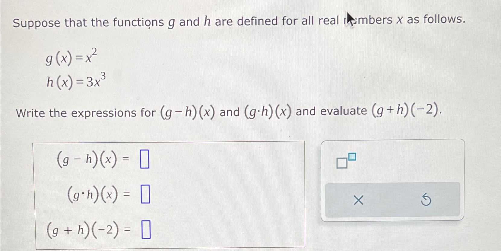 Solved Suppose that the functions g ﻿and h ﻿are defined for | Chegg.com