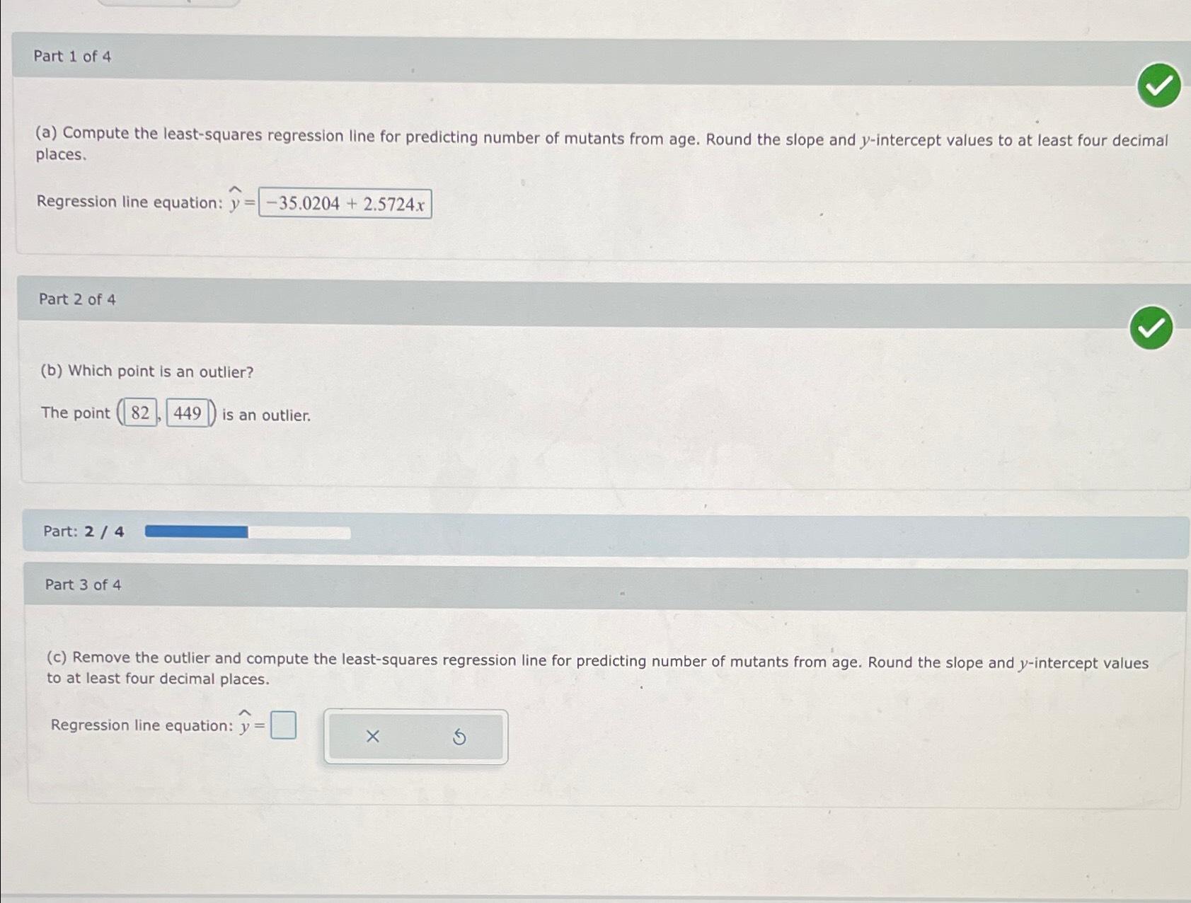 Part 1 ﻿of 4(a) ﻿Compute the least-squares regression | Chegg.com