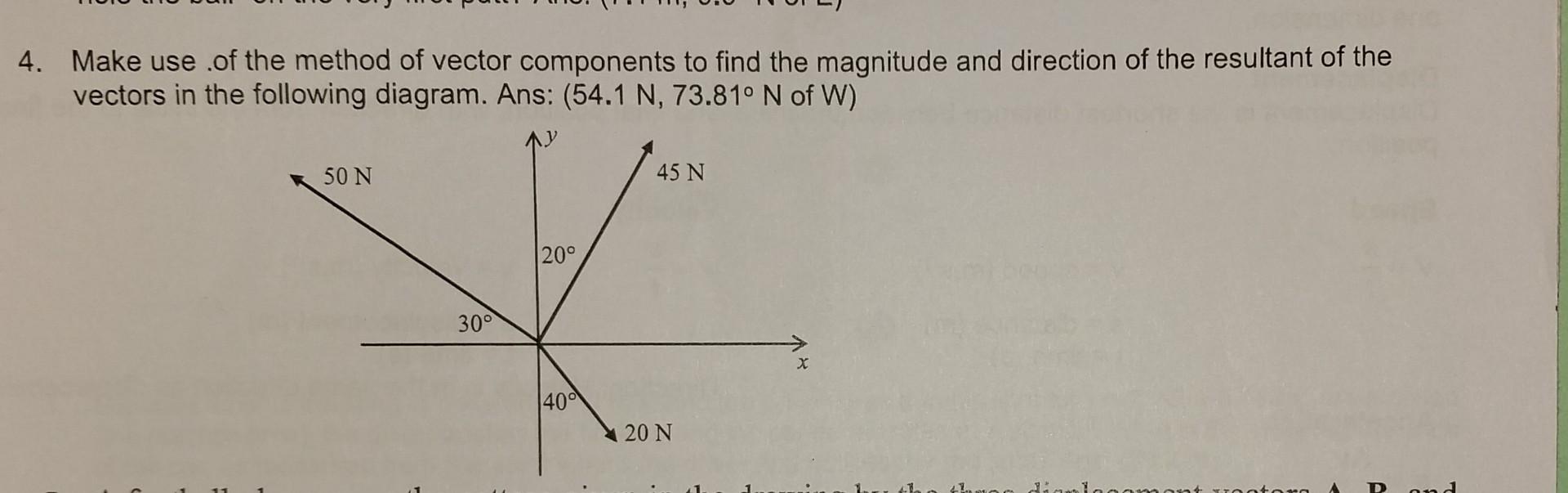 Solved Make use .of the method of vector components to find | Chegg.com