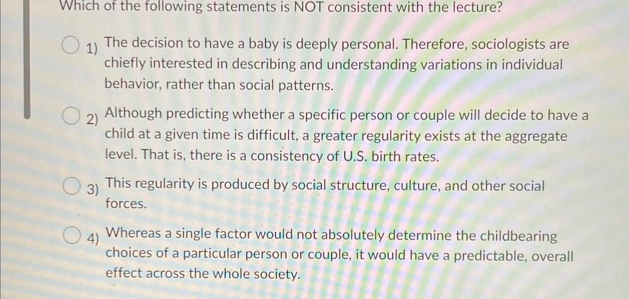Solved Which of the following statements is NOT consistent | Chegg.com