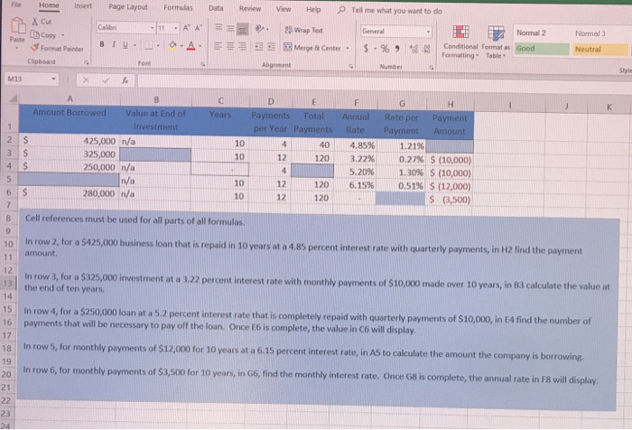 Solved File Home Insert Page Layout Formulas Data Review O | Chegg.com