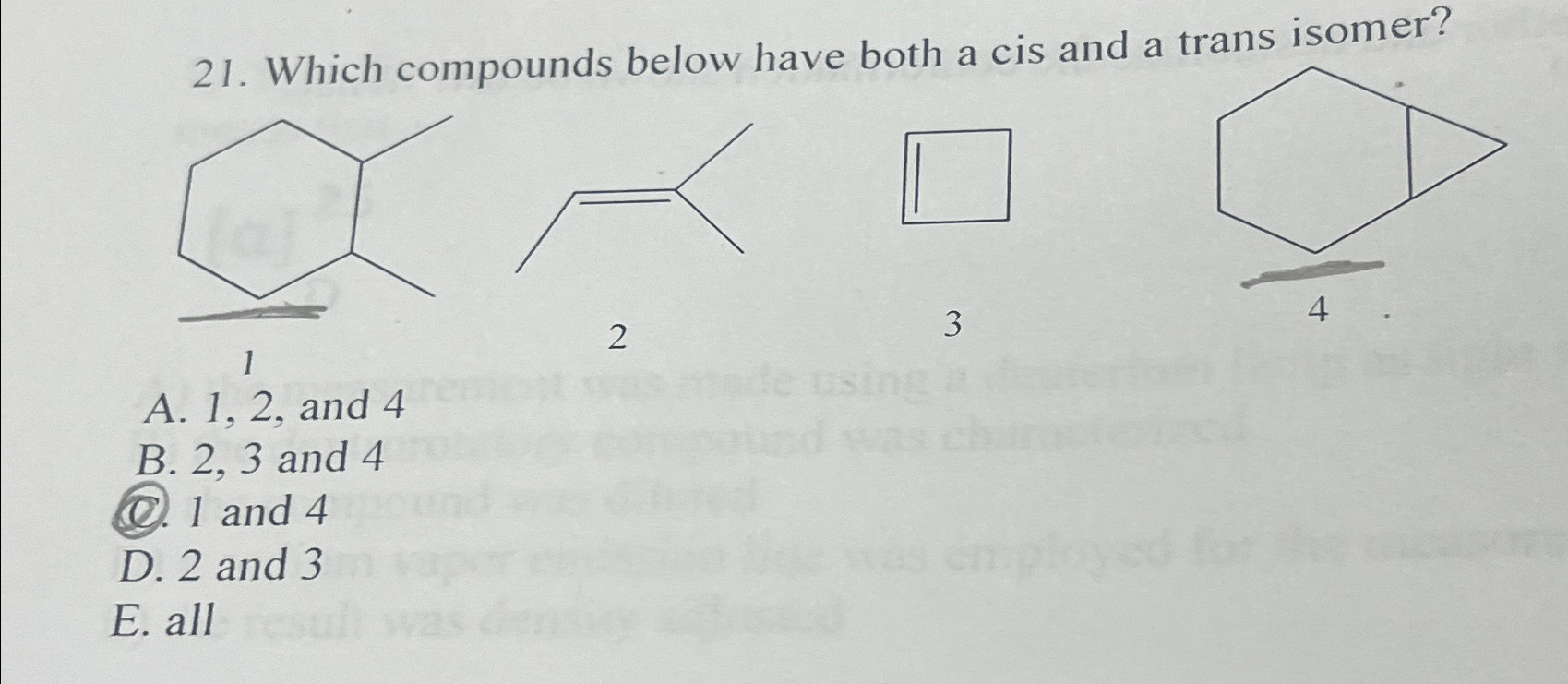 Which compounds below have both a cis and a trans | Chegg.com