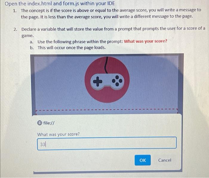 Solved Open the index.html and form.js within your IDE 1. | Chegg.com