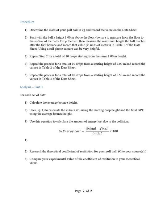Solved PHY 171 Lab: Coefficient of Restitution Purpose To | Chegg.com