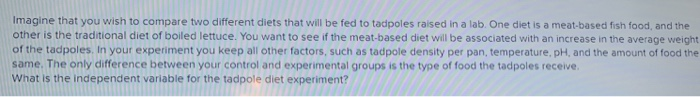 Solved Imagine that you wish to compare two different diets | Chegg.com