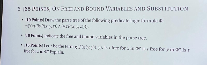 3 [35 POINTS) ON FREE AND BOUND VARIABLES AND | Chegg.com