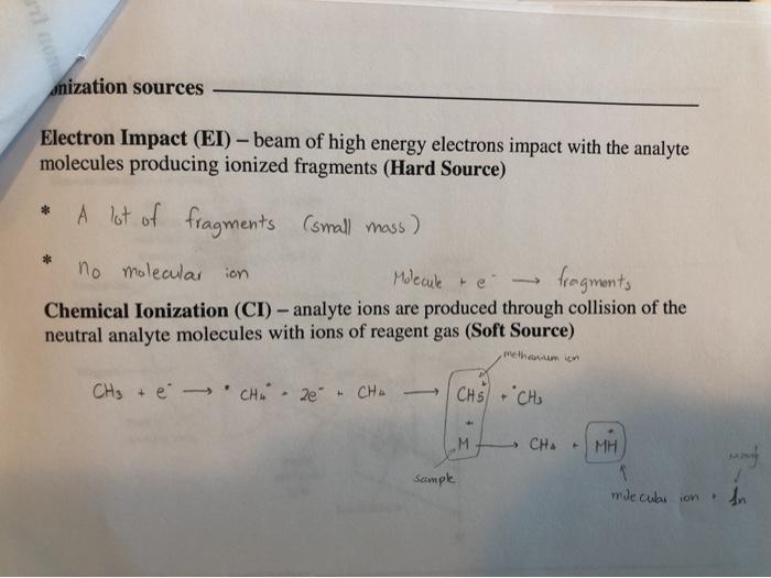 Solved 6. Of the two ionization sources we discussed in | Chegg.com