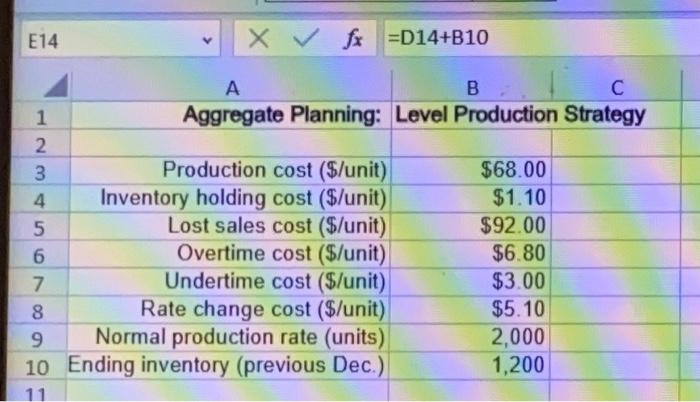 Excel Online Activity: Agoregate Planning - Level | Chegg.com