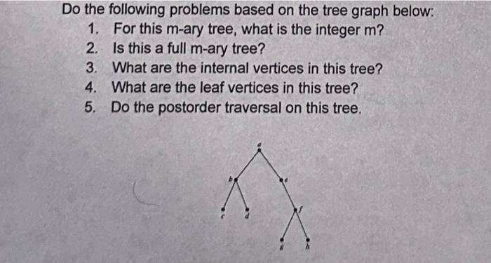 Solved Do the following problems based on the tree graph | Chegg.com