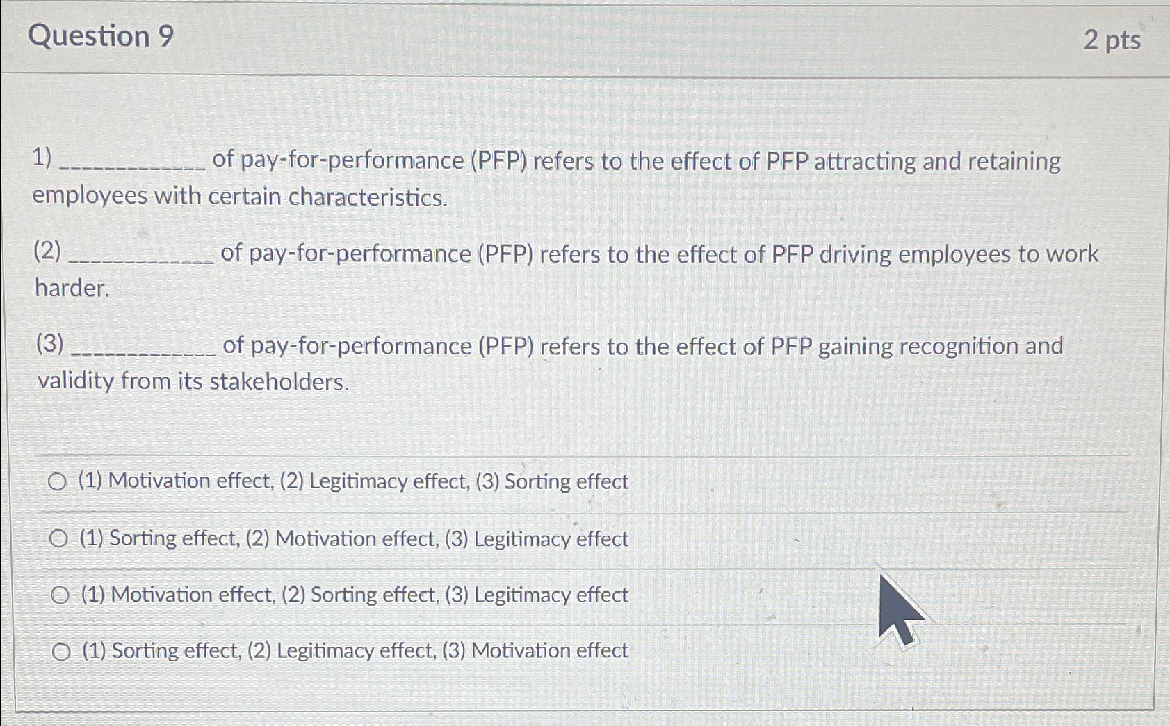 Solved Question 92ptsof pay-for-performance (PFP) ﻿refers to | Chegg.com
