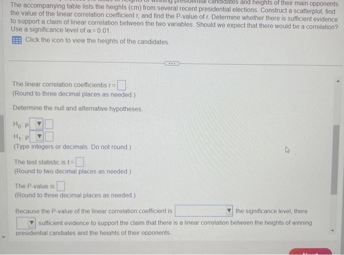 Solved The accompanying table lists the heights (cm) from | Chegg.com