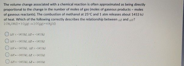 Solved The volume change associated with a chemical reaction | Chegg.com