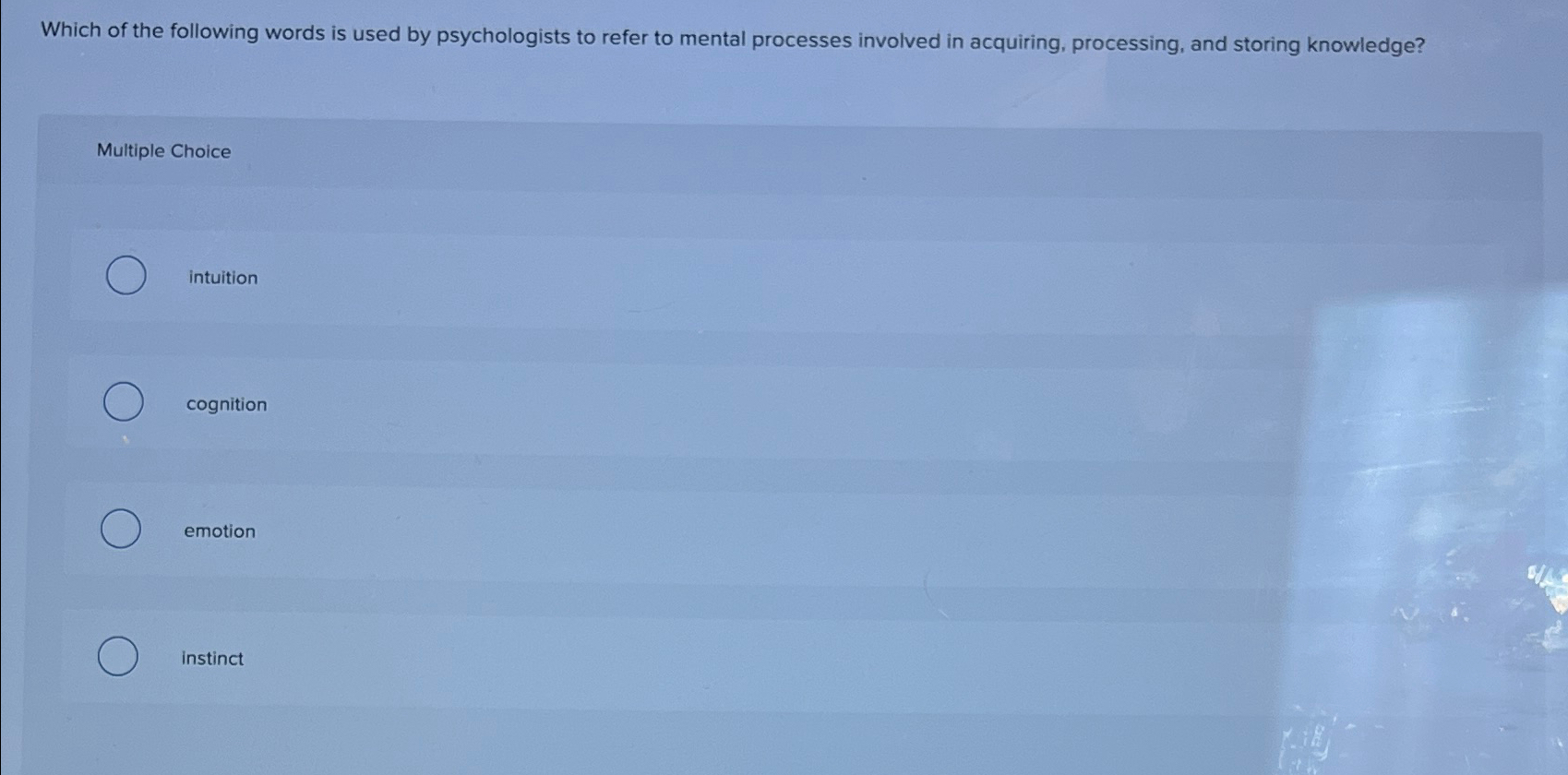 Solved Which of the following words is used by psychologists | Chegg.com