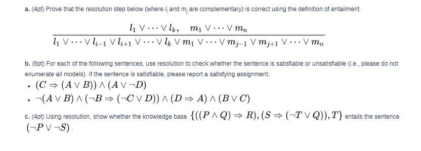 Solved Prove that the resolution step below (where li and mj | Chegg.com