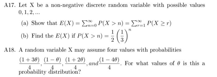 A17. Let X be a non-negative discrete random variable | Chegg.com