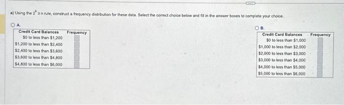 a) Using the 2k≥n rule, contituct a frequency | Chegg.com
