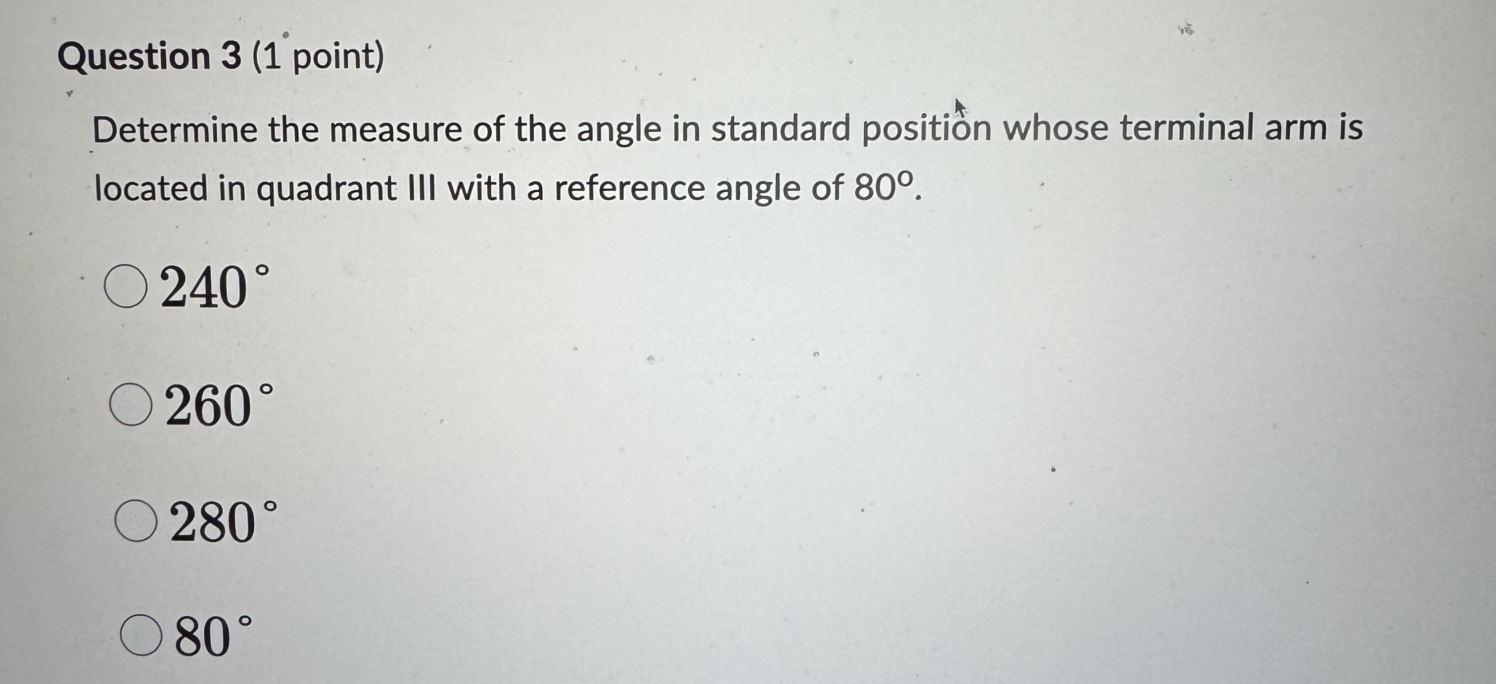 Solved Question 3 (1 ﻿point)Determine the measure of the | Chegg.com