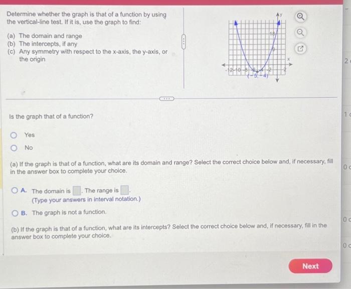 Solved Determine whether the graph is that of a function by | Chegg.com