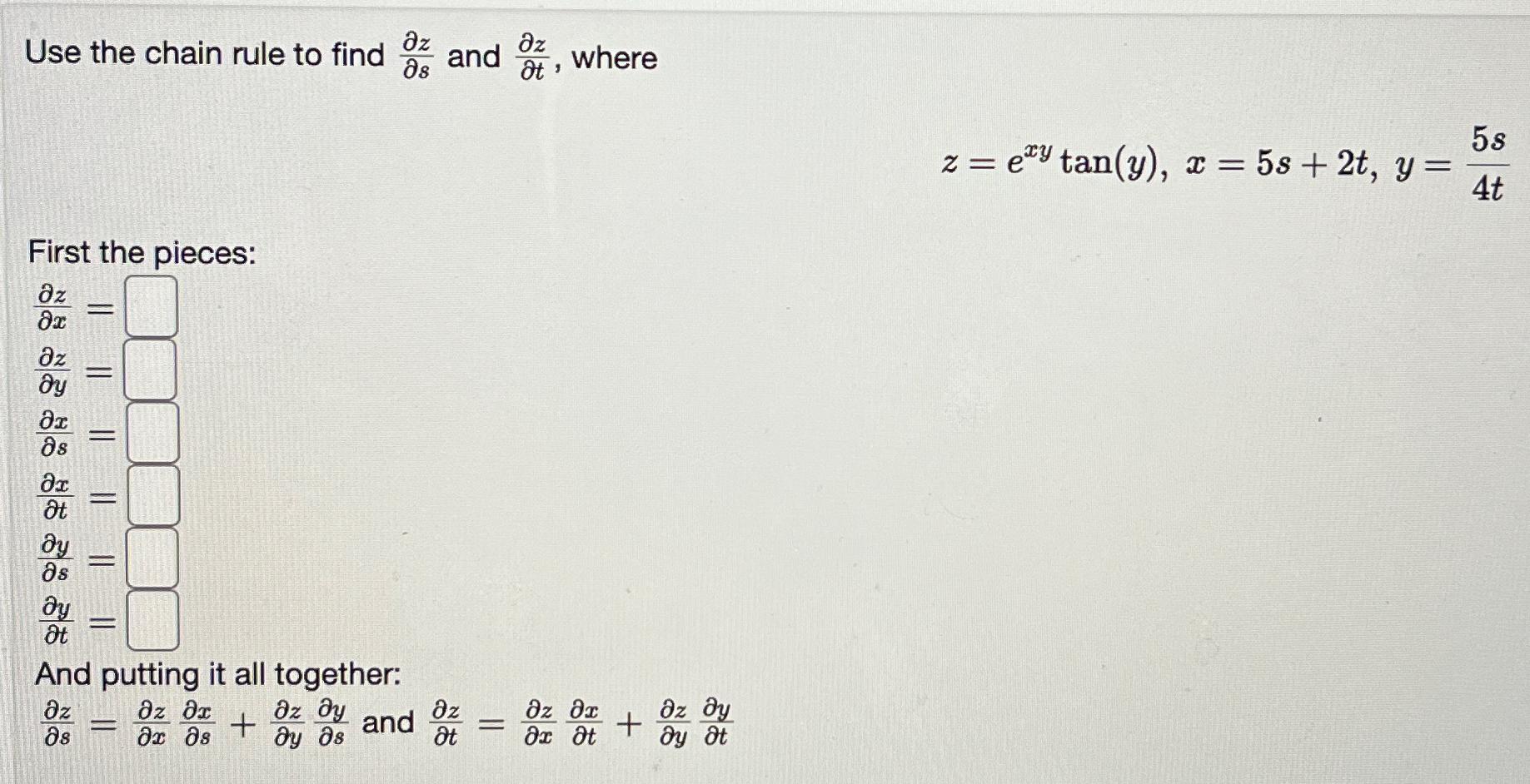 Solved Use the chain rule to find delzdels ﻿and delzdelt, | Chegg.com