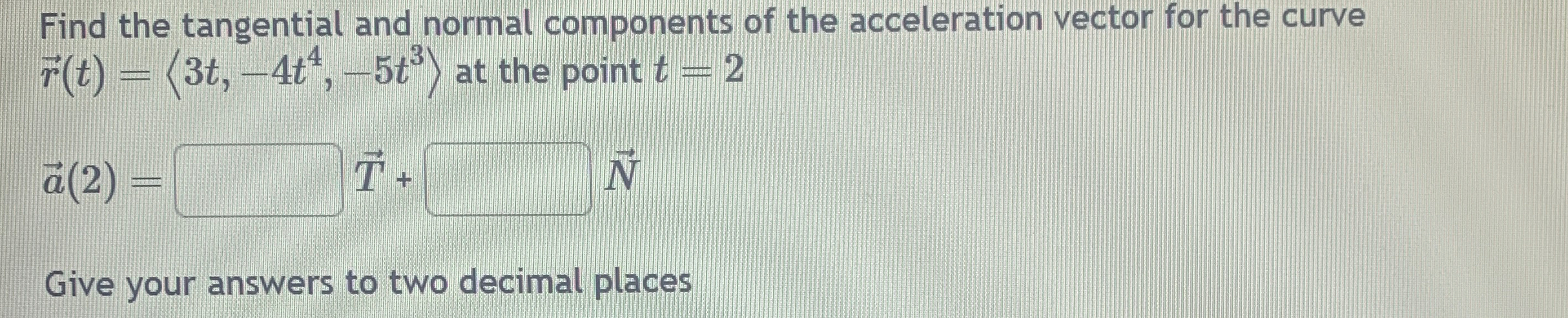 Solved Find the tangential and normal components of the | Chegg.com