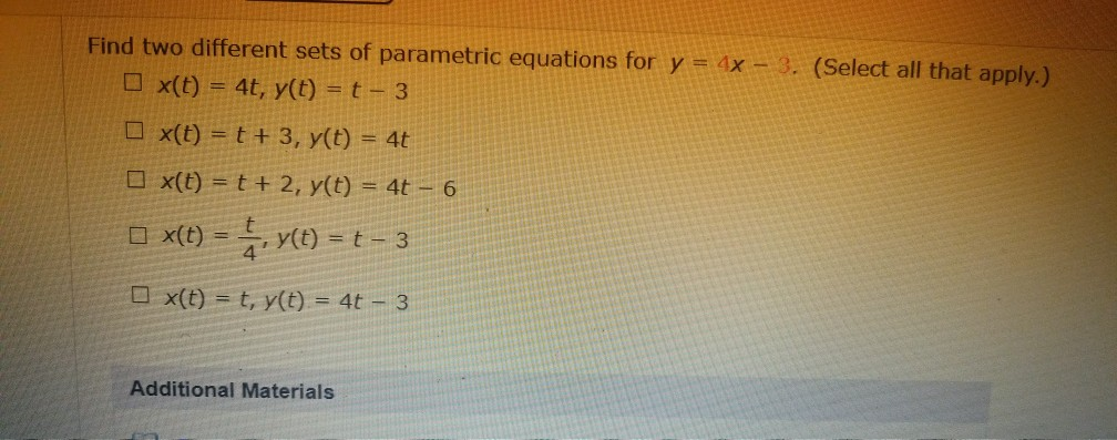 Solved Parameterize (write parametric equations for the | Chegg.com
